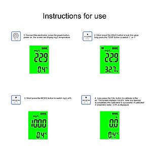 Hyuduo Digital Dissolved Oxygen Meter PH Water Quality Temperature and Humidity Meter Analyzer for 0.0‑40.0mg L Oxygen Concentration Portable DO Pen