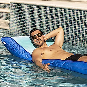 Big Joe Kona No Inflation Needed Pool Lounger with Headrest, Fade Aqua Double Sided Mesh, 5.5ft Big