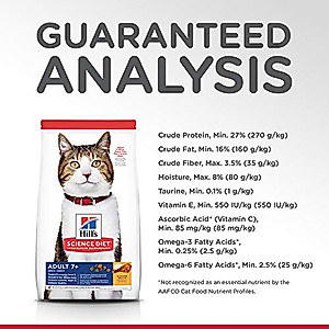 Hill's Science Diet Dry Cat Food, Adult 7+ for Senior Cats, Chicken Recipe, 16 lb. Bag