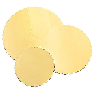 WFPLUS Gold Round Cake Board - Set of 15 Sturdy Cake Boards, 6, 8 and 10 Inch Cake Circle Base, Disposable Pizza Cardboard Circle Tart Decorating Base Stand for Cake Decoration