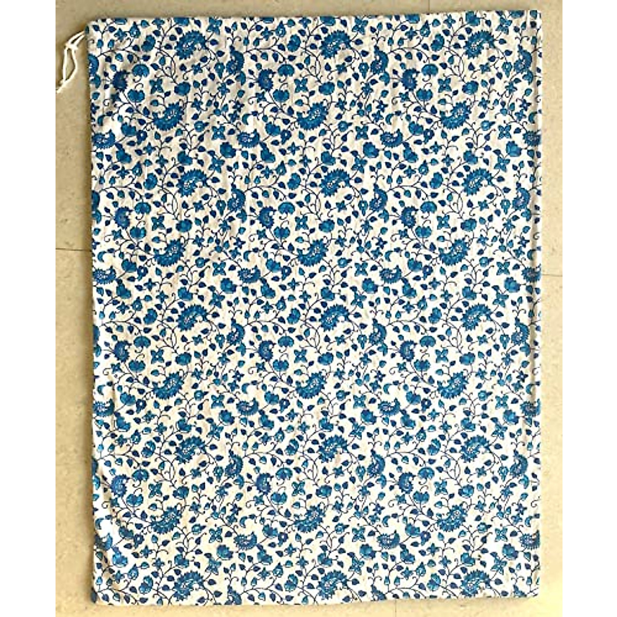 Cotton Mandala Print Washable Blue Laundry Bags Dirty Clothes Toy Storage for College Dorm or Travel Laundry Liner Draw-Cord with Cord-lock Pack Of 5 pcs