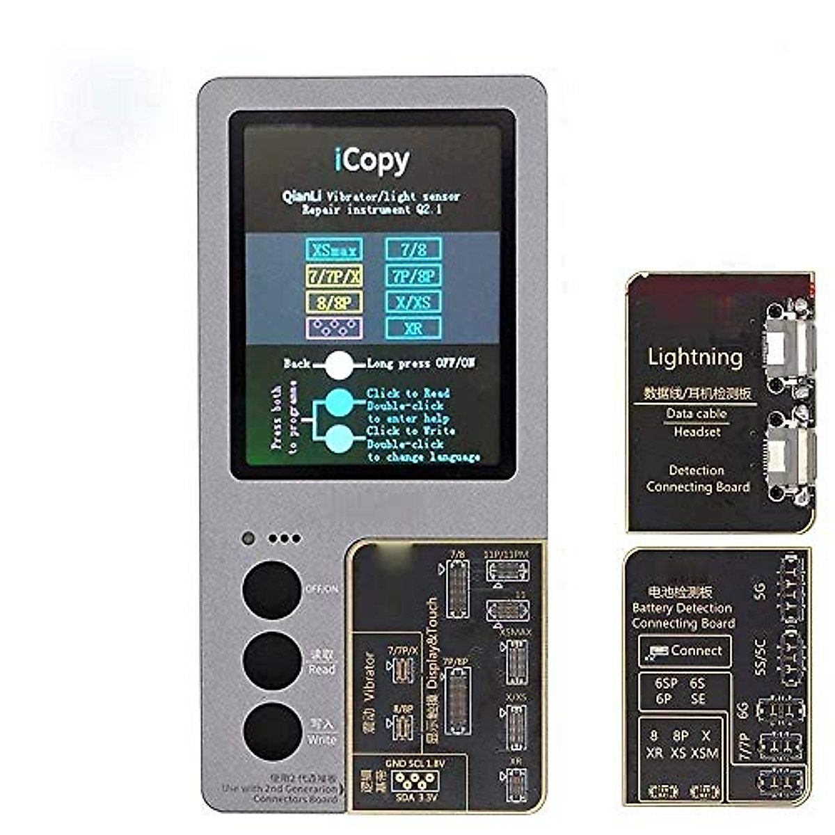 Shuangfu iCopy Plus for iPhone 7/8/8P/X/XR/XS/XSMAX/11 Pro Max LCD/Vibrator Transfer EEPROM Programmer Add Battery/Lighting Board (iCopy Add 3 Boards)