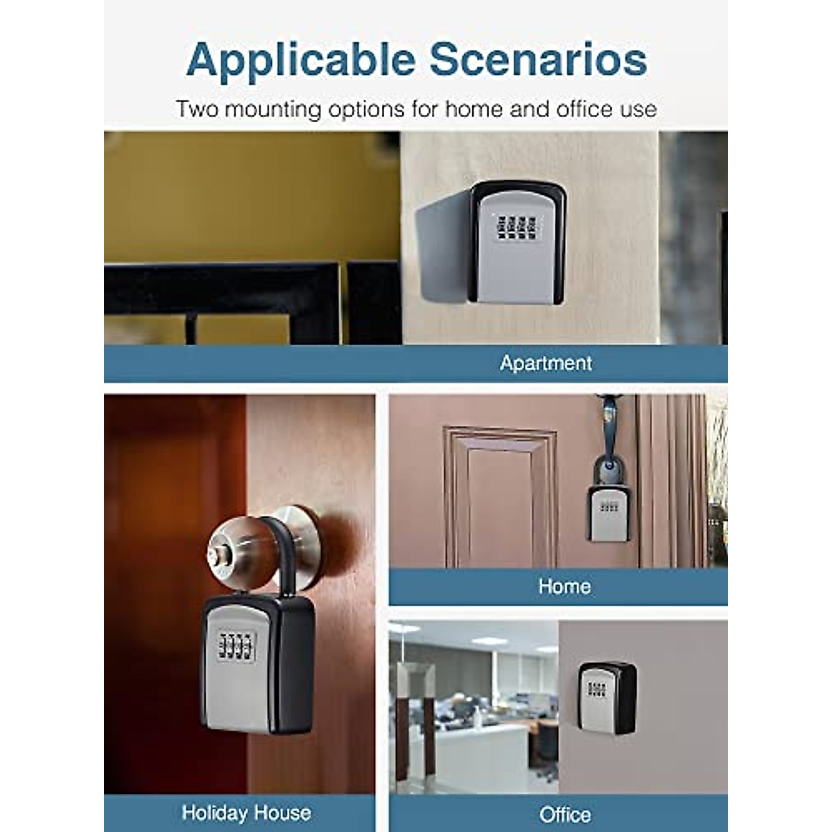 Puroma Key Lock Box, 4-Digit Combination Key Storage Lockbox, Portable Wall Mounted Security Lockbox for Home, Flats, Realtors Garage Spare Keys (1 Pack)