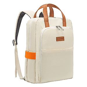 LEASOUL School Backpack Canvas Laptop Backpack 15.6 Inch Wide Open Casual for Women