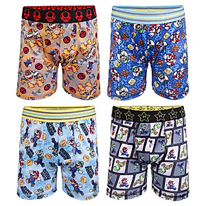 Nintendo Super Mario Athletic Boxer Briefs with Mario, Luigi, Toad, Yoshi, Peach & Bowser, Sizes 4, 6, 8, 10 and 12
