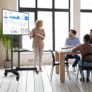 Mobile TV Cart with Wheels for 32-85 Inch Flat Curved Screen TVs- UL Certificated Height Adjustable Rolling TV Stand Hold Up to 132 lbs- Trolley Floor Stand with Tray Max VESA 600x400mm PSTVMC01