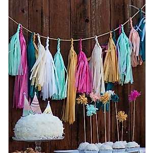 Binpeng 9.8in Blue Tissue Paper Tassel DIY Hanging paper decorations Party Garland Decor for Party Decorations Wedding,Festival,Baby Shower Decoration 20PCS25cm