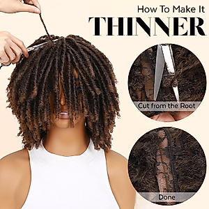 HANNE Dreadlock Wig Short Twist Wigs for Black Women and Men Afro Curly Synthetic Wig Faux Locs Braided Crochet Hair Wig (1B/30#)