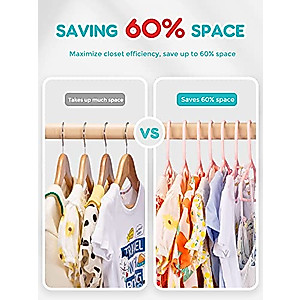 Smartor Pink Plastic Baby Hangers 60 Pack, Durable Kids Hangers with Dividers, Space Saving Baby Clothes Hangers for Closet, Cute Baby Hangers for Nursery, Clothing Hangers for Infant, Baby, Kids