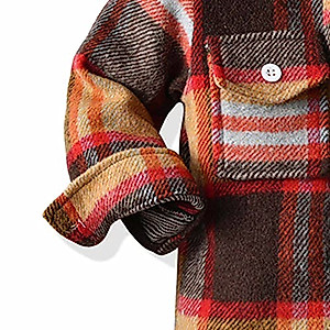 Kids Boys Girls Plaid Flannel Shirt Jacket Long Sleeve Lapel Button Down Shacket Coats Fall Winter Clothes,0-10Years