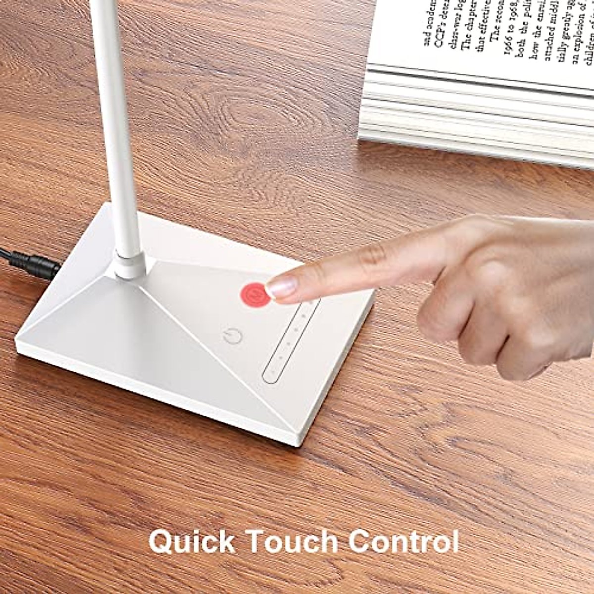 MONGERY LED Desk Lamp, Eye-Caring Table Lamps with USB Charging Port,7 Brightness Levels & 5 Color Modes,Touch Control and Memory Function,7W Flexible Gooseneck Reading Lamp for Home Office, White