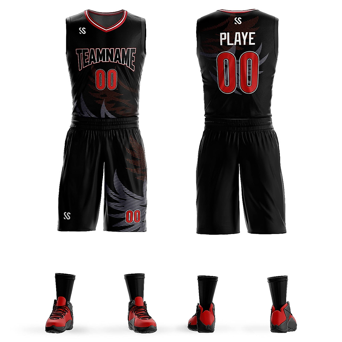 Custom Gradient Basketball Jersey Kit Printed Team Name & Number Personalized Sports Uniform for Men/Youth, Sleeveless, Black, One Size