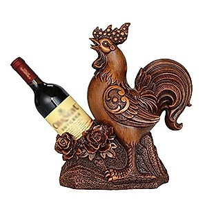Durable Chinese Grape Wine Rack Zodiac Chicken Wine Tray Wine Storage Rack Kitchen Decor Sculptures and Rustic Bar Decorations Practical (Color : Brown)