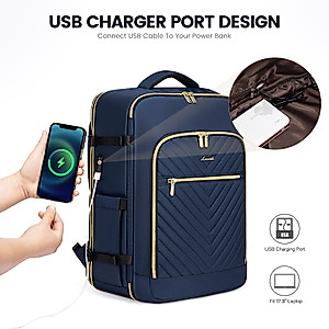 LOVEVOOK Carry on Backpack,Travel Backpack Airline Approved with Toiletry Bag,Expandable 30-40L Large Laptop Backpack Women Waterproof, Fit 17.3 Inch with USB Charging Port Shoes Compartment