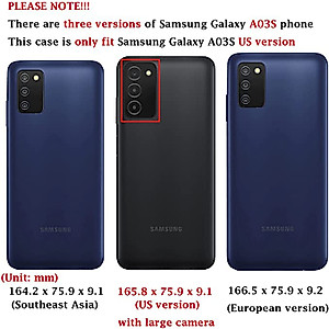 Thousandgear Designed for Samsung Galaxy A03S Shockproof Holster Tough Rubber Rugged Hybrid Case Silicone Triple Protective Anti-Shock Shatter-Resistant Mobile Phone Built in Screen Protector (Deer)