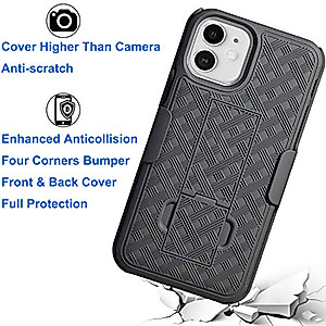 Ailiber Compatible with iPhone 11 with Screen Protector, iPhone11 Belt Clip Holster, Kickstand Holder Rugged Full Body Shockproof Armor 2in1 Slim Protective Cover for iPhone 11 6.1 inch - Black