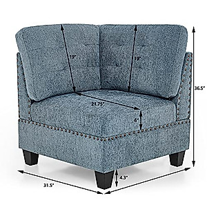 Melpomene U Shape Sectional Sofa DIY Sofa Combination (Blue, Corner)