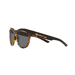 Native Eyewear Women's La Reina Polarized Round Sunglasses, Black/Tortoise/Gray, 47 mm