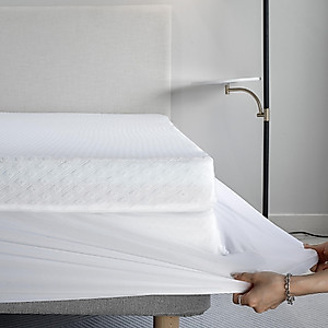 Askme Twin Mattress Topper 4 Inch Ventilated Gel Memory Foam and Firm Foam Support with Bonus Cover, Adjustable Softness Relief Back Pain Breathable and Washable Cover, CertiPUR-US