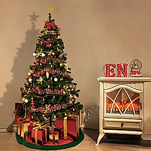 Artificial Christmas Tree Xmas Pine Tree, Automatic Open, Hinged Flocked with Metal Stand for Holiday Home Party Decoration(7.5FT, AUTO-Green)