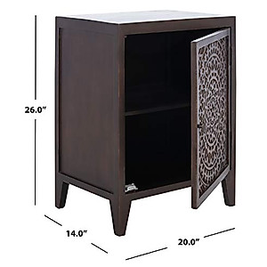 Safavieh Home Thea Brown 1-door Carved Mandala Nightstand