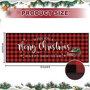 Dintszyayue Christmas Hallway Runner Rug 2'x6' Non Slip Washable Kitchen Runner Rugs Floor Carpet Runner for Hallway Entryway (Red)