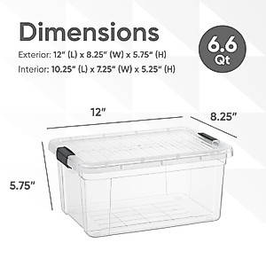 Superio Clear Storage Box with Lid, 6.75 Quart Plastic Container Bins for Organizing, Stackable Crates, BPA Free, Non Toxic, Odor Free, Organizers for Home, Office, School, and Dorm