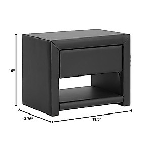 Baxton Studio Massey Upholstered Modern Nightstand, Black