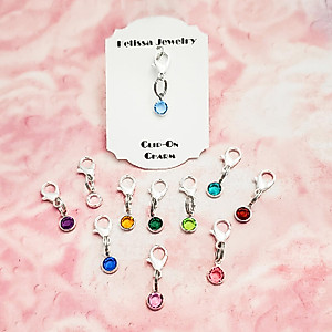 Preciosa Birthstone Zipper Pulls Clip On Charms, Birth Stone with Silver Base, Personalized Zipper Pull w/Birthstone, Your Choice! Preciosa (August (Peridot))