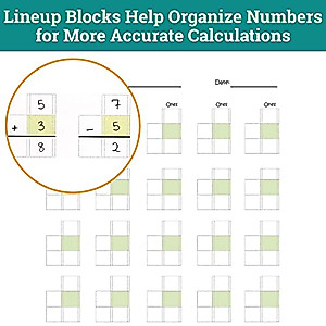 Channie's Math Prek-1ST Grades, 80 Pages Strong Paper, 8.5" x 11" with Hardboard Back Lineup Pad Workbook Math Line-Up