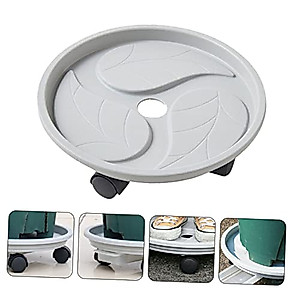 MERRYHAPY Flower Pot Tray Plastic Flower Pot L Brackets Heavy Duty Swivel Caster Wheels Movable Plant Pot Rolling Planter Caddy Flower Pot Caddy Pallet Pot Flowerpot Tray Plant Stands Grey
