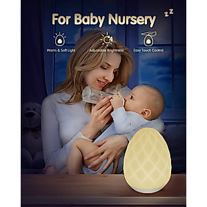 Vovoly Rechangeable Baby Night Light, Large Egg Lamp with Long lasting Battery - Multi-color Cycling- Timer &Touch Control, Battery Powered and Operated Nursery Led Light