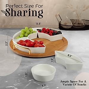 Chip and Dip Serving Set, 13.5" Serving Platters and Trays, Appetizer Serving Tray, Divided Serving Tray, Party Serving Trays and Platters, Relish Tray, Lazy Susan Taco Bar, Lazy Susan Serving Tray