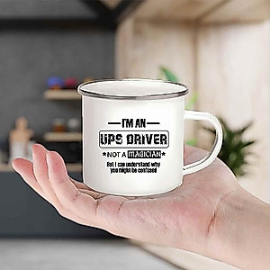 Novelty Gift Humorous Boss Gift, Ideal For Coworkers On Secretaries' Day - I'm An Driver Not A Magician Quote On 12oz Enamel Silver Mug