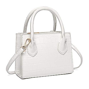 CATMICOO Trendy Mini Purse for Women, Small Handbag and Mini Bag with Crocodile Pattern (White)
