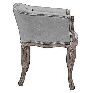 Modway Crown French Vintage Barrel Back Tufted Upholstered Fabric Dining Armchair in Light Gray