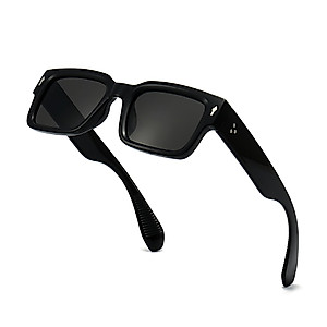 ZIMUSUN Square Frame Sunglasses for Women Men Trendy Chunky Rectangle Sun Glasses Black Shades(A1 Black/Grey)