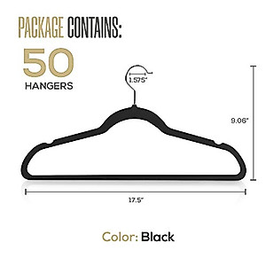 Utopia Home Premium Velvet Hangers- Pack of 100 - Non-Slip & Durable Clothes Hangers - 360 Degree Rotatable Hook - Heavy Duty, Slim & Sleek Hanging Supports- (50 Pack Ivory & 50 Pack Black Hangers)
