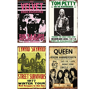 FlowerBeads Nostalgic Tin Signs Funny Poster Art Wall Decor for Pub Bar Vintage Wall Stickers 4PCS 20X30Cm