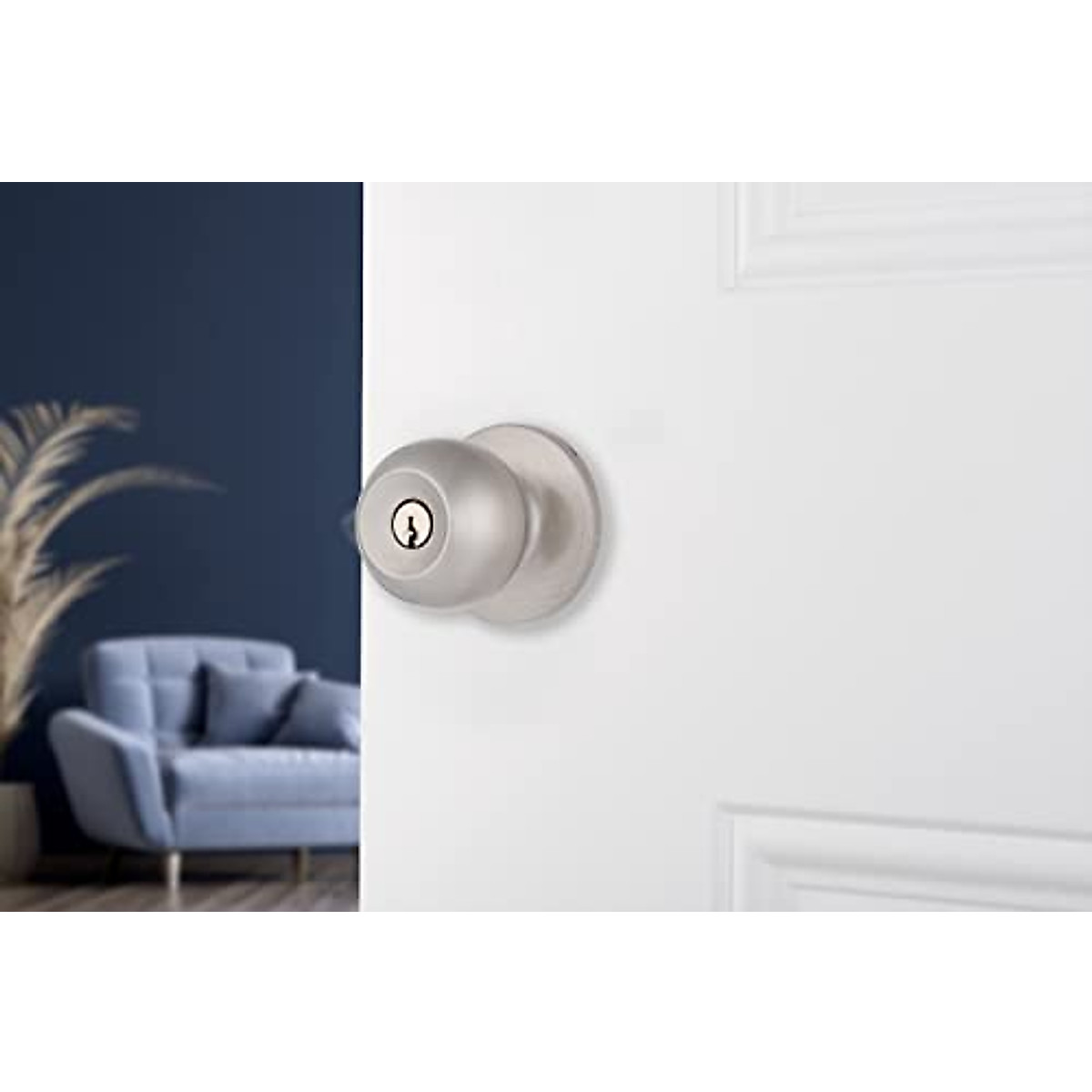 BRINKS – Transitional Keyed Entry Ball Door Knob, Satin Nickel - Designed for Traditional and Transitional Homes and Blends Seamlessly with Interior Décor (E2415-119)