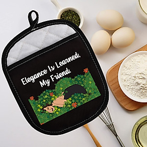 LEVLO RHONY Inspired Gifts Elegance is Learned Pot Holders Real Housewives Gift (Elegance is Learned)