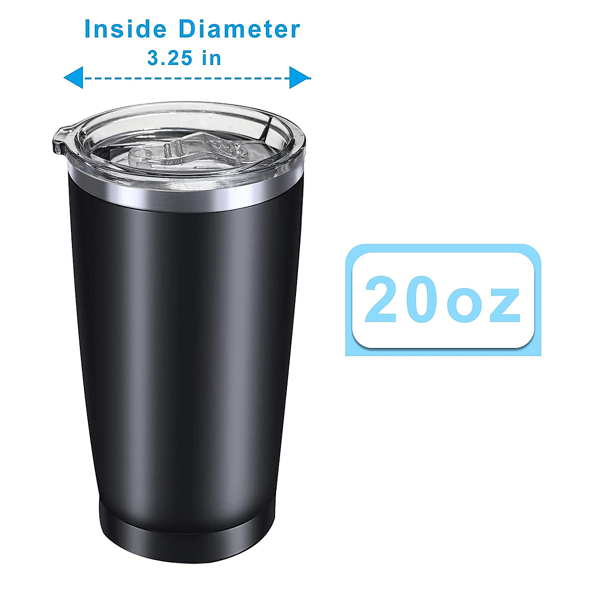 20oz Tumbler Replacement Lids Spill Proof Splash Resistant Lids Covers for 3.25in Cup Mouth Compatible with Classic Stainless Steel Tumblers YETI Rambler Atlin, Beast Juro SUNWILL Cup (2 Pack)