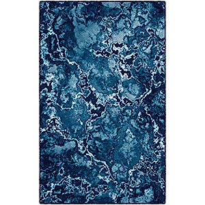 Brumlow Mills Blue Mercury Abstract Home Indoor Area Rug with Contemporary Colorful Print Pattern for Living Room Decor, Dining Carpet, Bedroom Mat, Kitchen or Entryway Rug, 3'4" x 5'