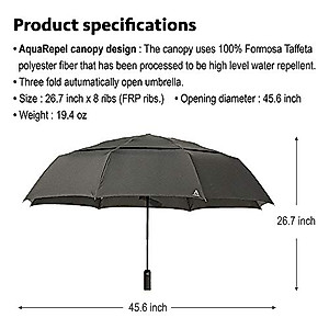Portobello Large Travel Umbrella Folds Into Portable Travel Size - 54 Inch Double Vented Canopy Big Enough To Fit In 2 Adults - Auto Open Close (Green)