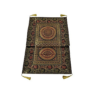 DecorHack by Arusaya Rajasthani Hand Art Mandala Design Work Dining Table Home Decorative Table Runner Linen (Black,60X16 Inch)