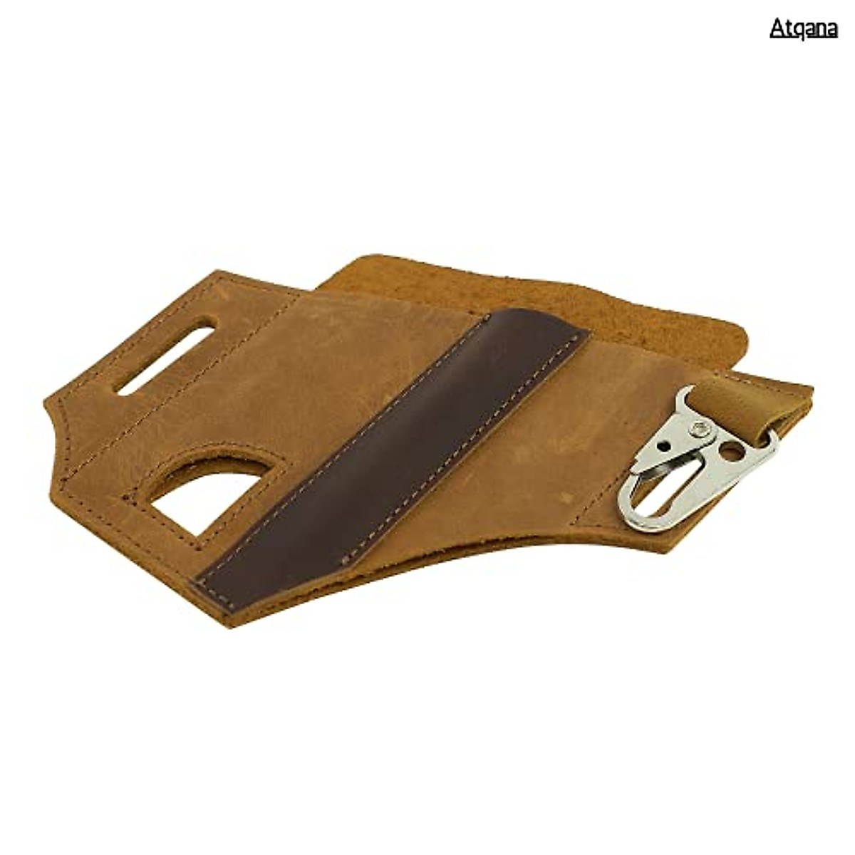 Atqana Multitool Sheath for Belt - EDC Pocket Organizer | Leatherman Holster | Leather Multitool Pouch with Pen Holder, Flashlight Sheath and Key Fob Clip | Handmade Leather EDC Organizer (Brown)