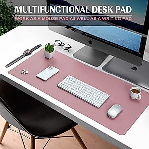 K KNODEL Large Office Leather Desk Mat, Mouse and Keyboard Pad, Computer and Laptop Mat, Desktop Protector and Cover, Writing Pad and Blotter (31.5"x15.7", Purple)