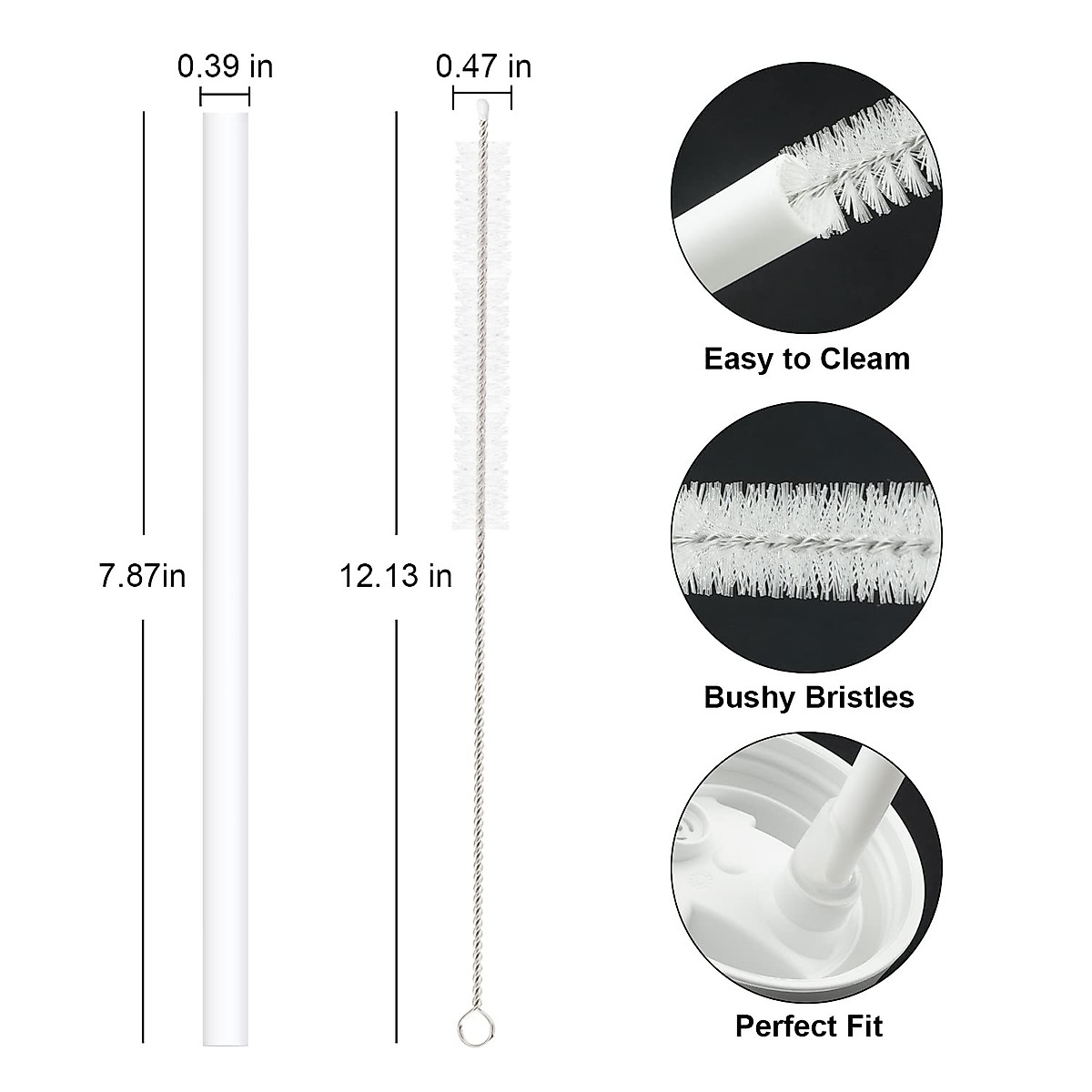 Straw Replacement for Owala Water Bottle 32oz 25oz 24oz 14oz, 6 Pack Reusable Straws with Cleaning Brush for Owala FreeSip Insulated Stainless Steel Water Bottle, Accessories Parts for Owala
