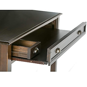 SIMPLIHOME Burlington SOLID WOOD 42 inch Wide Home Office Desk, Writing Table, Workstation, Study Table Furniture in Mahogany Brown with 1 Drawer