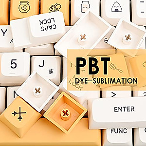 GTSP XDA Honey Milk Keycaps PBT Japanese Bee keycap 140-Key Set for Cherry MX Covers Fullsize 60% 65% 75% Keyboard（XDA/Honey Milk）